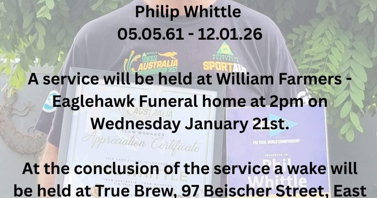 [Update: Link] Funeral announcement for Phil… | Trials Australia