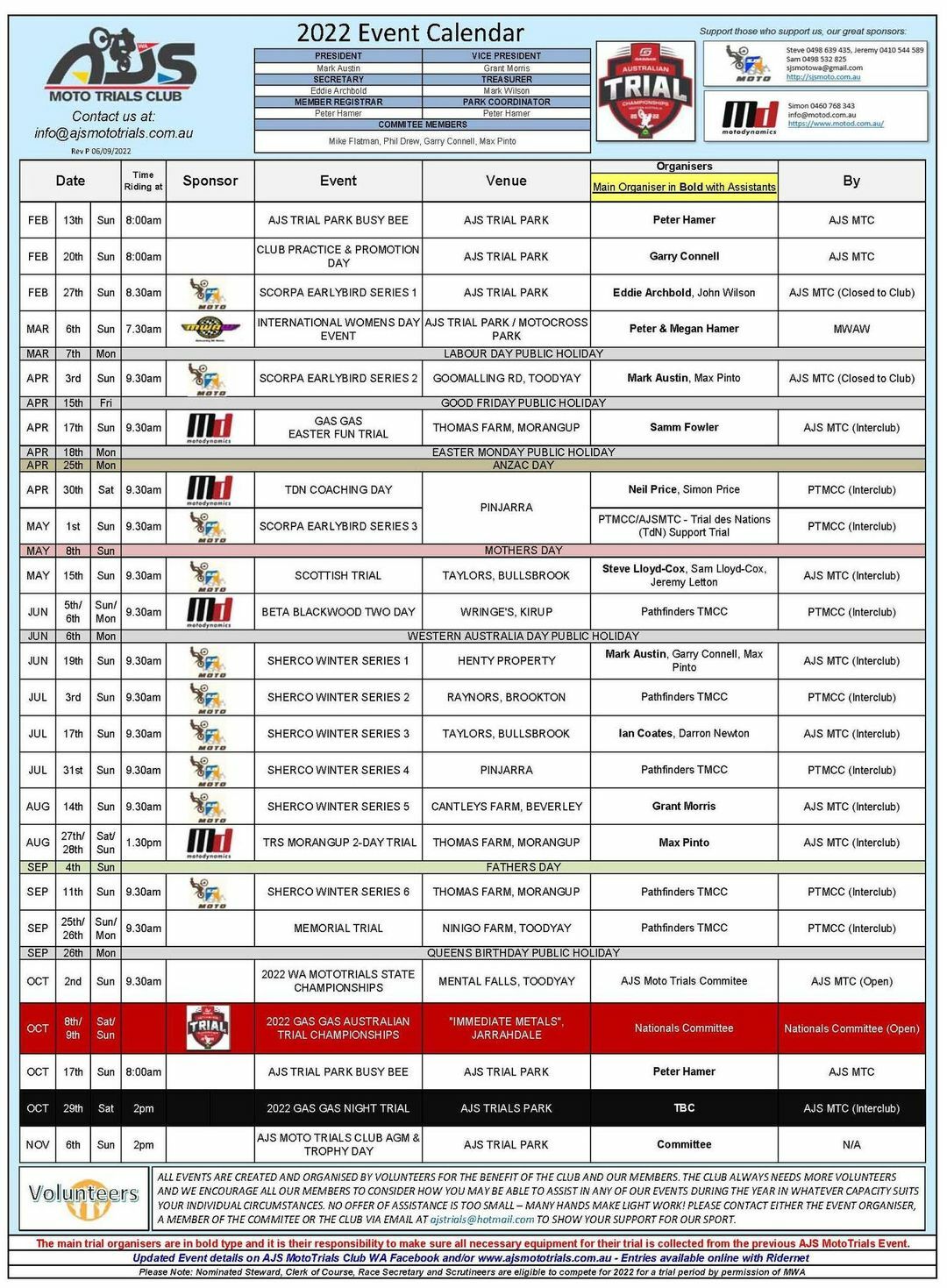 Updated AJS Moto Trials Club Calendar | Trials Australia